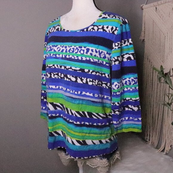 Ruby Rd. | Tops | Ruby Rd Printed Striped 34 Sleeve Top Xl | Poshmark